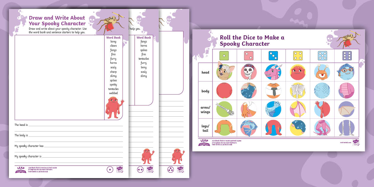 Roll, Draw and Write about a Spooky Character KS2 Activity