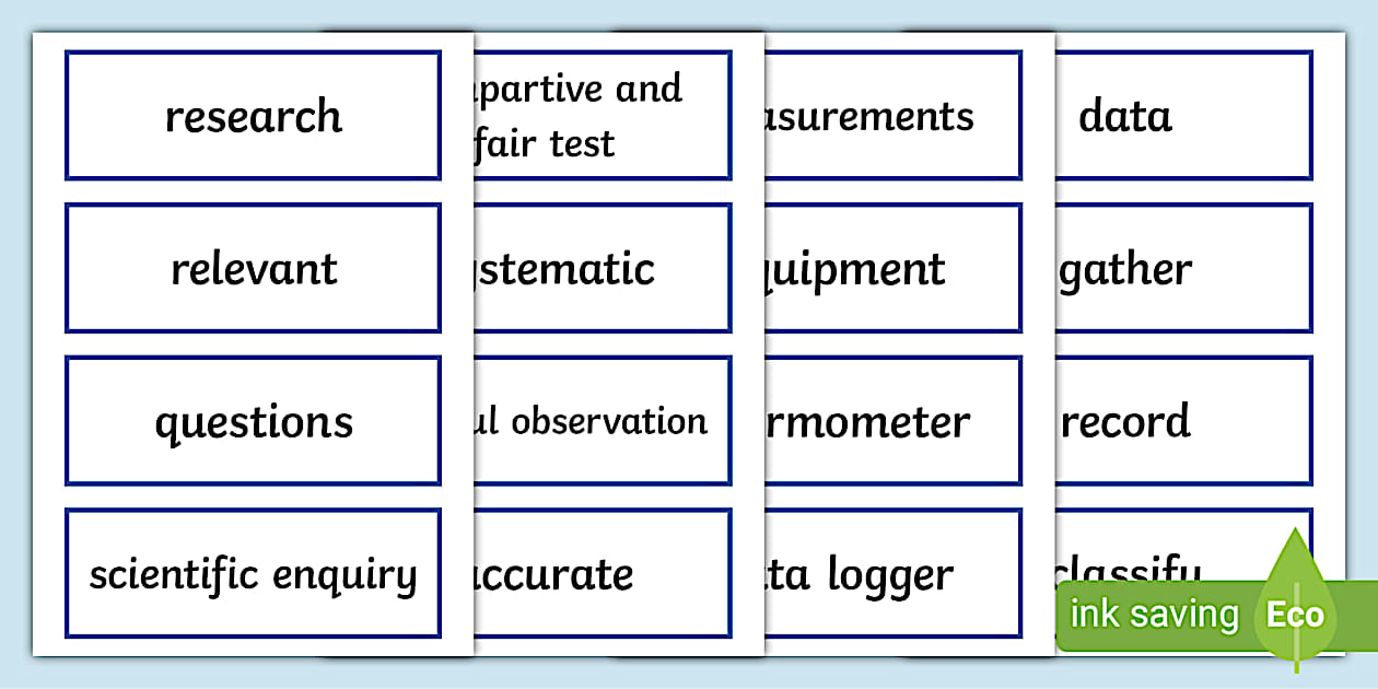 Editable LKS2 Working Scientifically Scientific Vocabulary Cards