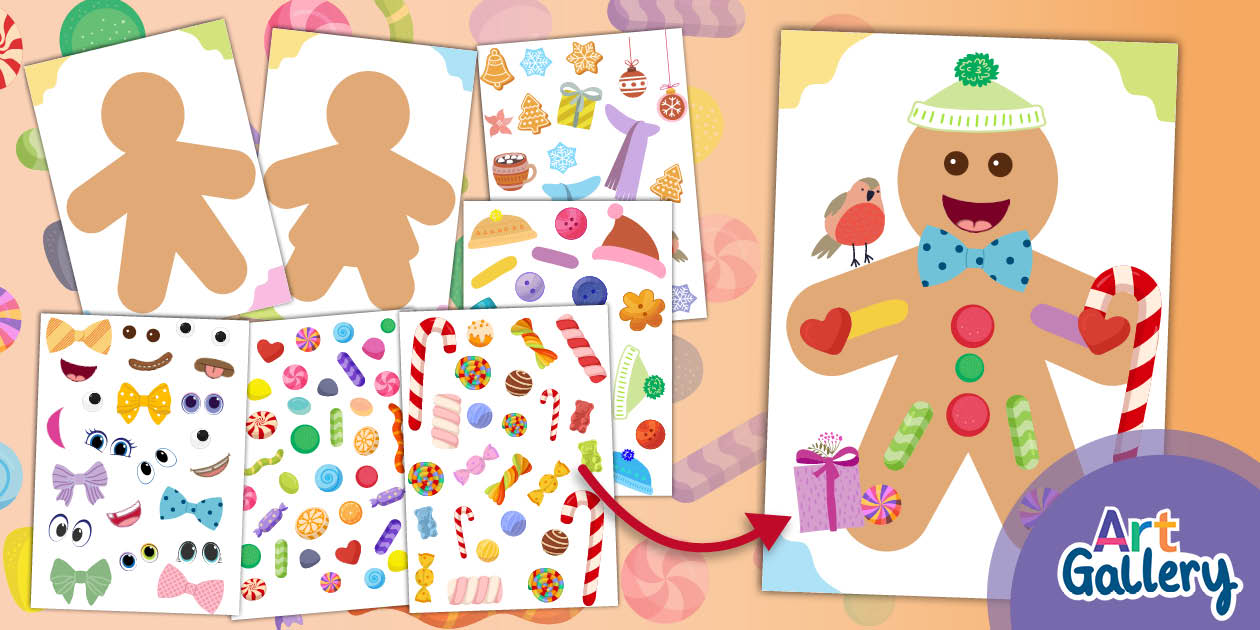 Design a Gingerbread Person Character Collage Activity Pack