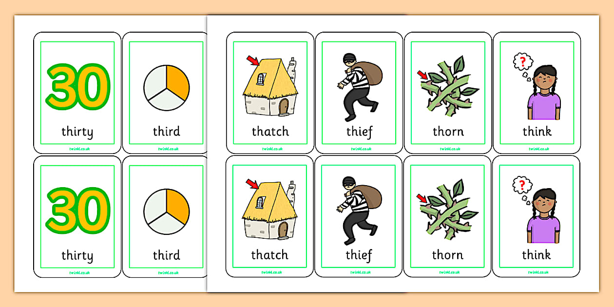 th Sound Playing Cards - ESL Th Pronunciation Cards - Twinkl