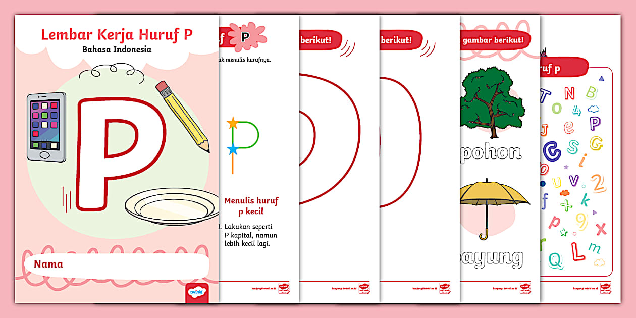 Booklet Menulis Huruf Alfabet 'P' Bahasa Indonesia - Twinkl