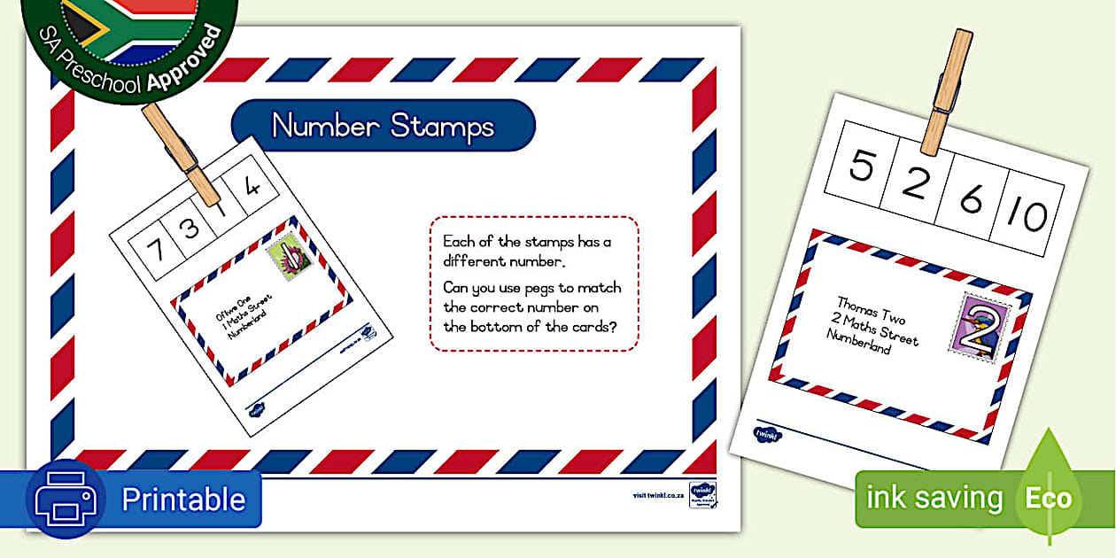 Post Office Number Matching Stamps Activity - Twinkl