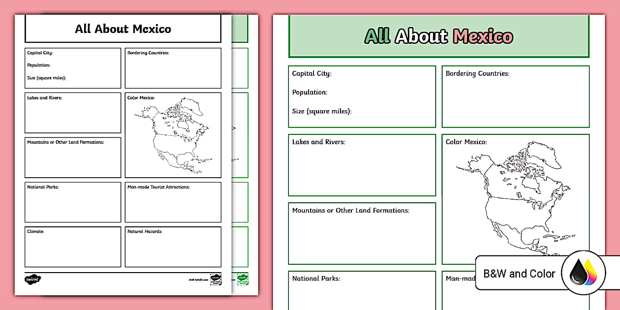 All About Mexico Research and Write Activity for 3rd-5th Grade