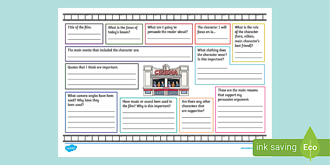 Film Literacy Persuasive Writing Task Activity Sheet