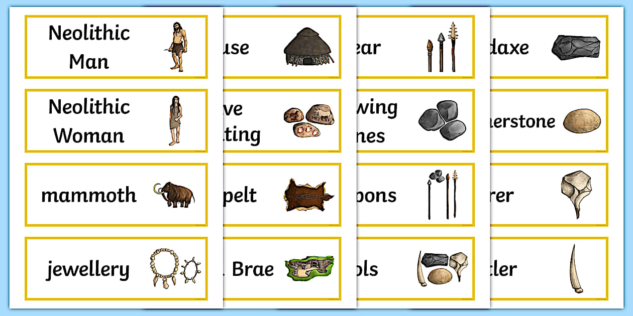 Editable The Stone Age Word Cards (teacher made) - Twinkl