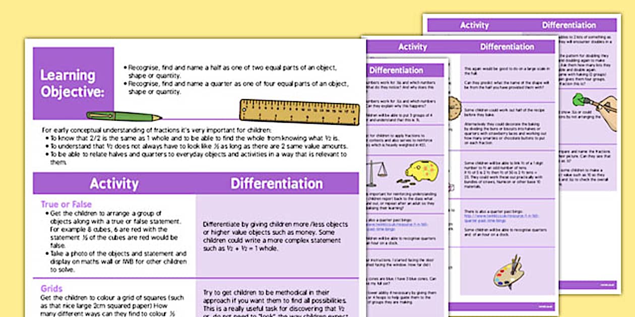 Find and Name Half One Two Equal Parts Object Shape Quantity