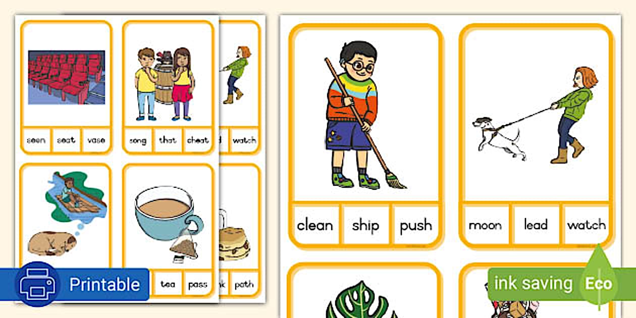 Grade 2 Phonics: ea sound peg card activity