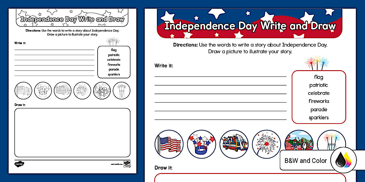 Printable 1st Grade Independence Day Worksheet | Twinkl USA