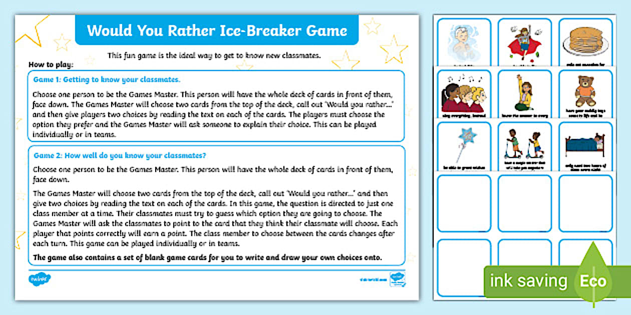 KS1 Would You Rather Ice-Breaker Game - Transition Games