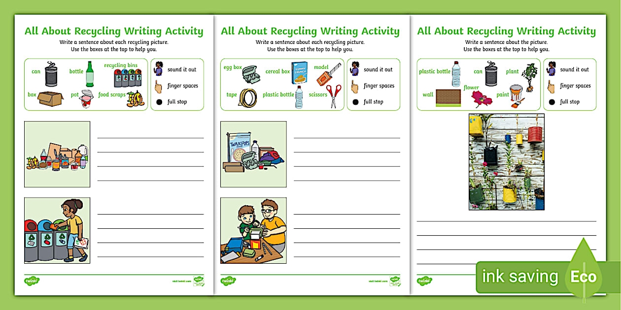 All About Recycling Early Writing Activities | Twinkl