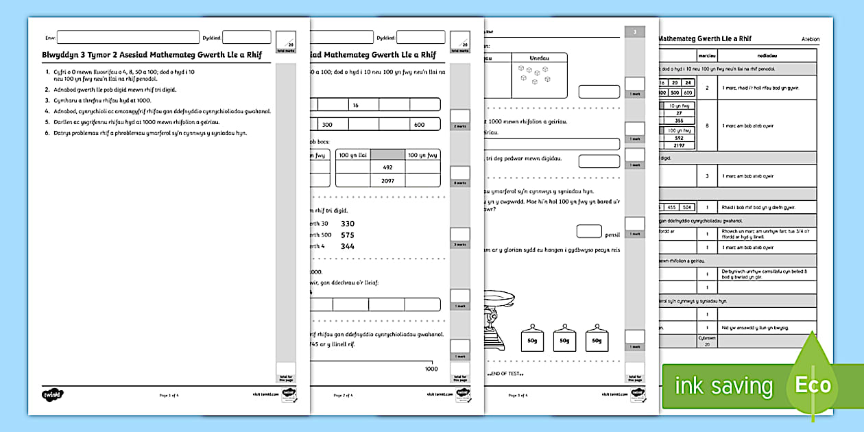 Llyfryn Mathemateg Gweithdrefnol Blwyddyn 3 Tymor 2 Rhif a Gwerth Lle
