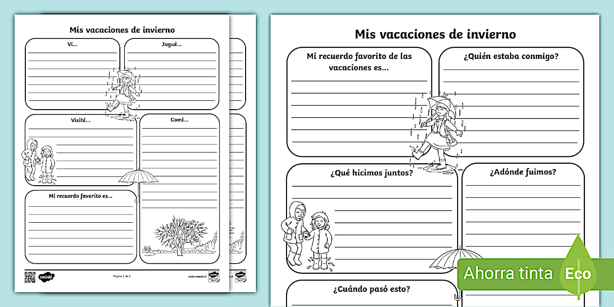 Ficha: Mis vacaciones de invierno (hemisferio sur) - Twinkl