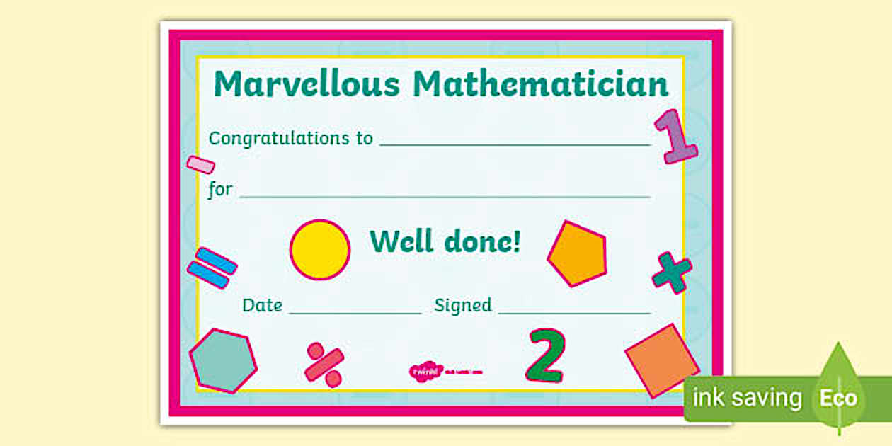 👉 Perfect for World Maths Day Certificate - Primary Resources