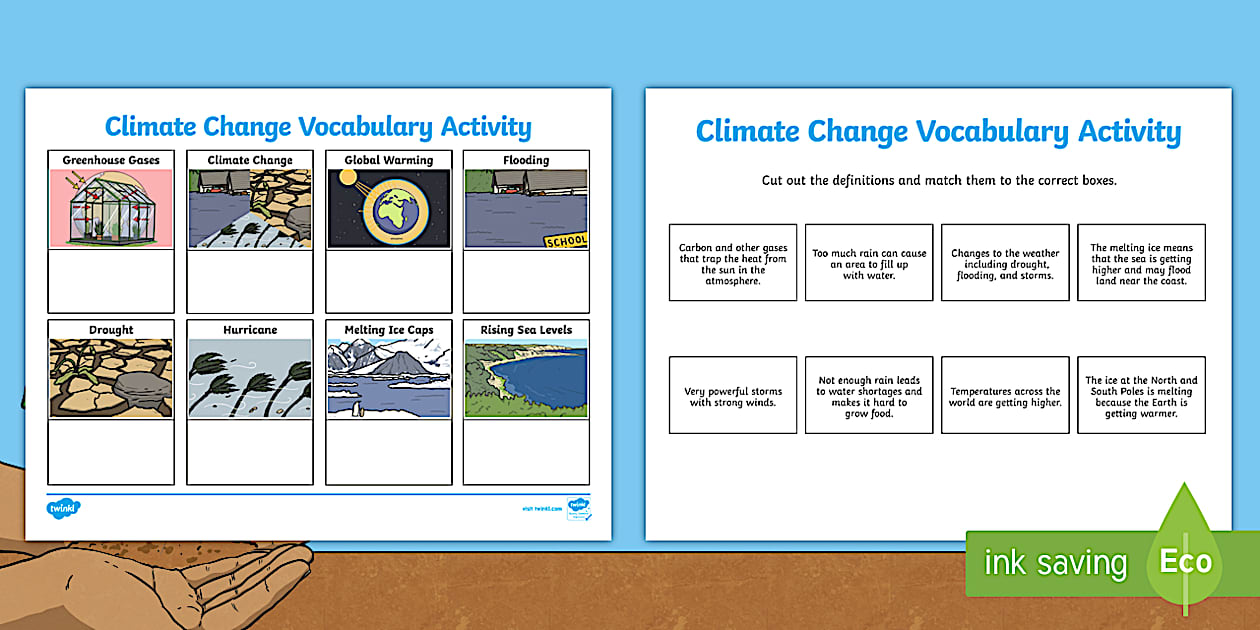 Climate Change Vocabulary Worksheet for 3rd-5th Grade