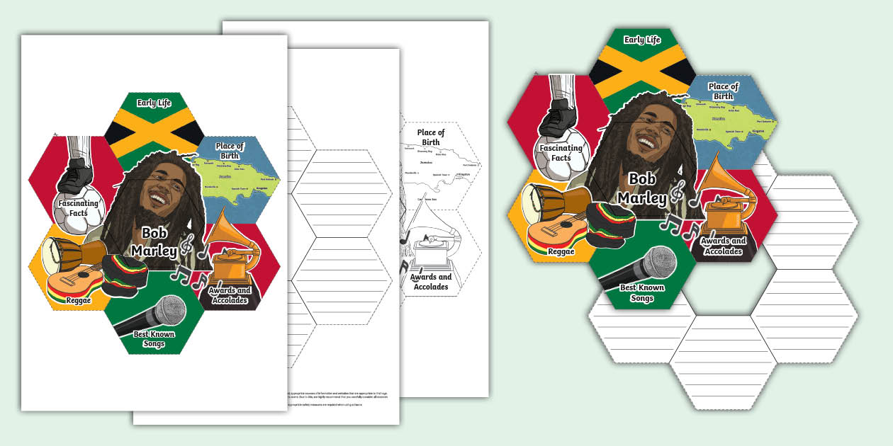 Bob Marley Hexagon Writing Template (teacher made) - Twinkl