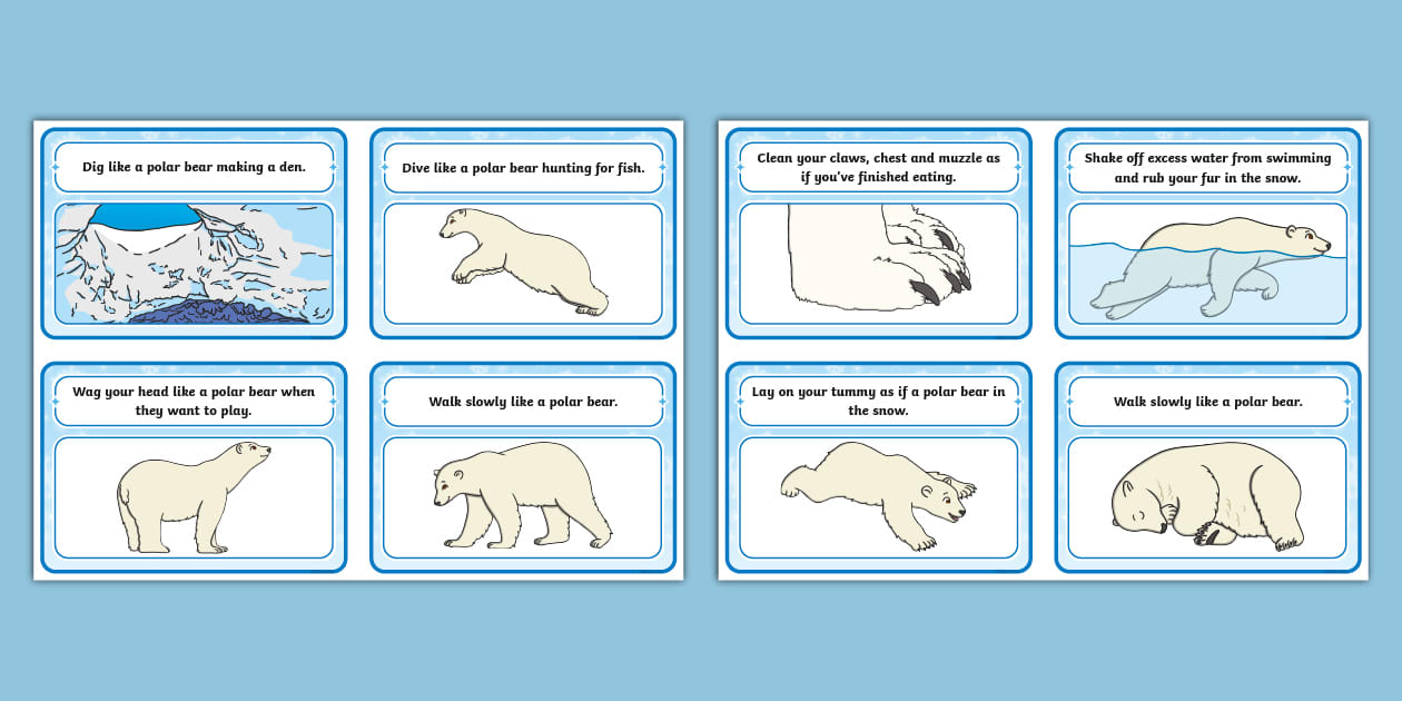 Polar Bear Brain Break Action Cards (Teacher-Made) - Twinkl