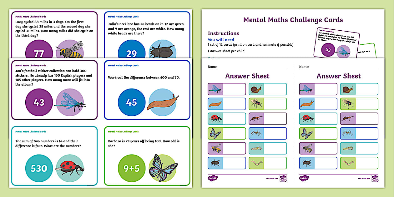 Mental Maths Challenge Cards | Primary Resources - Twinkl