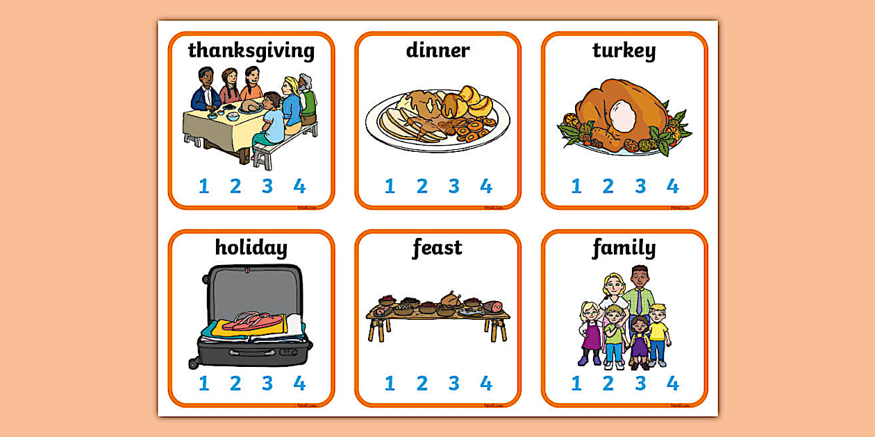 Thanksgiving Syllables Clip Cards (teacher made) - Twinkl