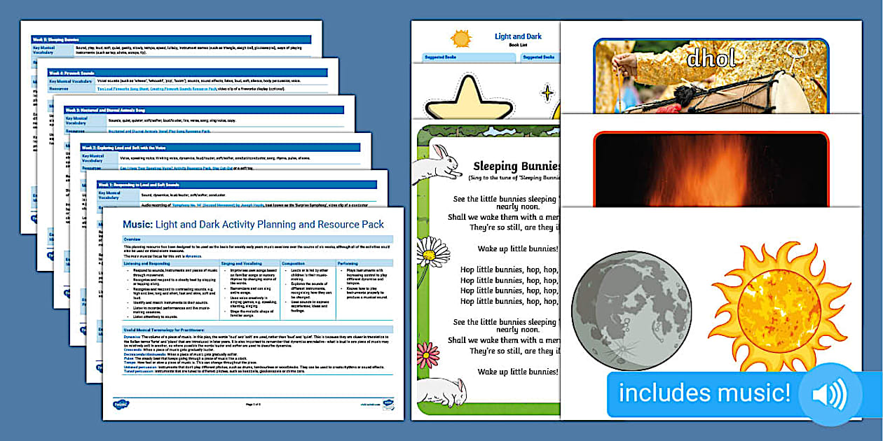EYFS Light and Dark Music Activity: Planning & Resource Pack