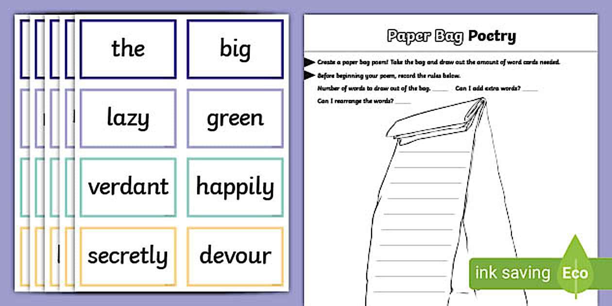 Paper Bag Poetry Worksheet for 3rd-5th Grade (Teacher-Made)
