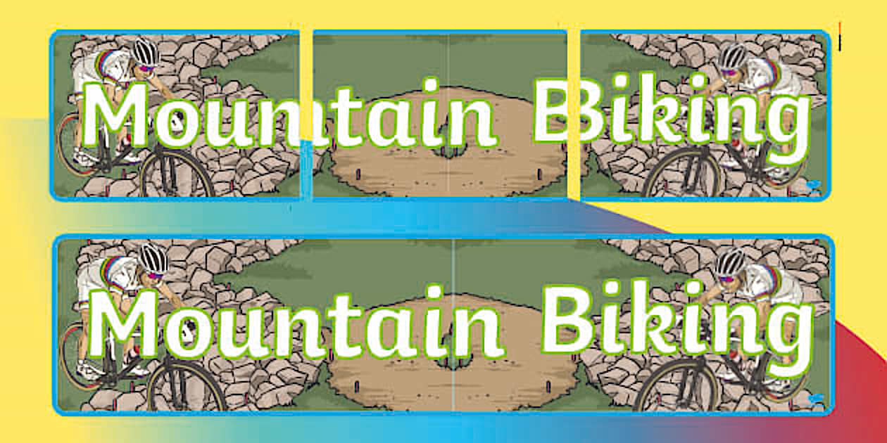 Cursive Mountain Biking Display Banner (teacher made)