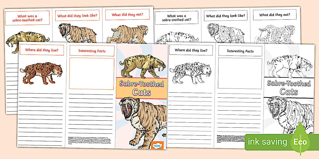 Sabre-Toothed Cats Leaflet Template (Teacher-Made) - Twinkl