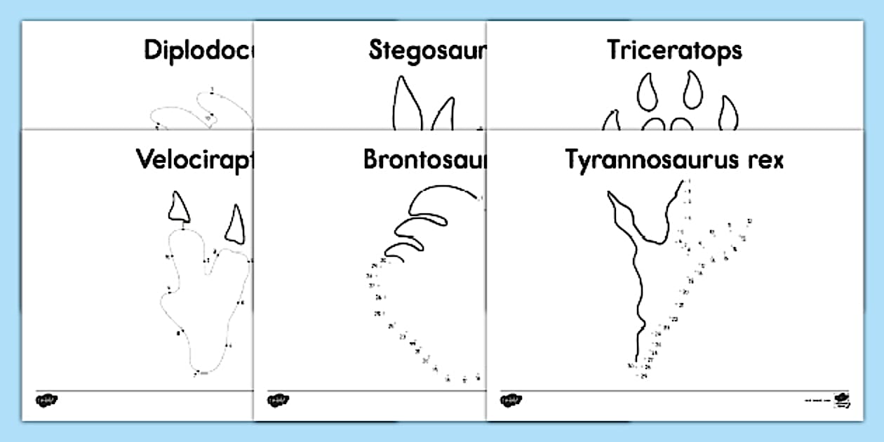 Dinosaur Footprint Dot to Dot Activities (Teacher-Made)