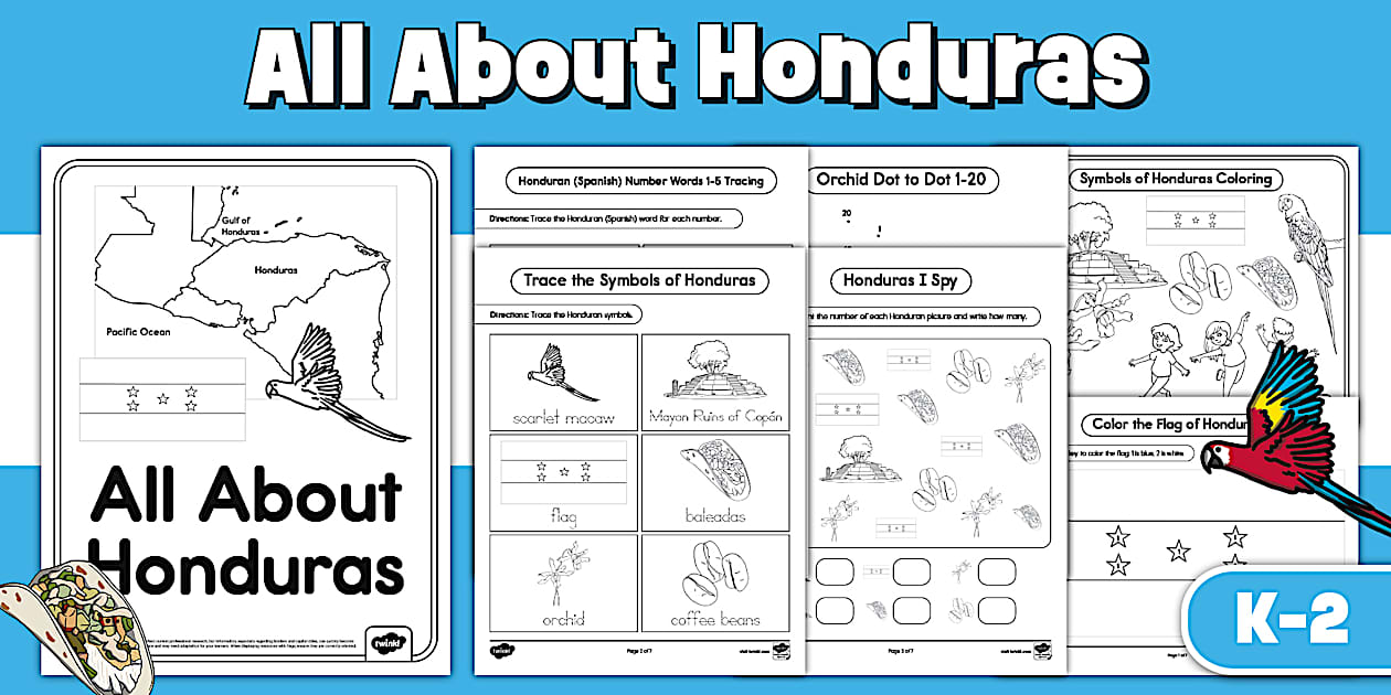 All About Honduras Activity Booklet for K-2nd Grade