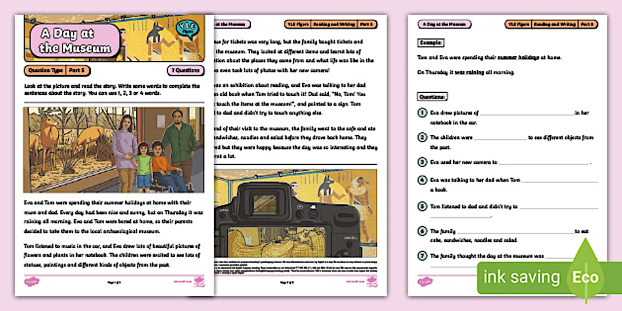 ESL YLE Flyers Reading and Writing Part 5 (Museum)[Kids, A2]