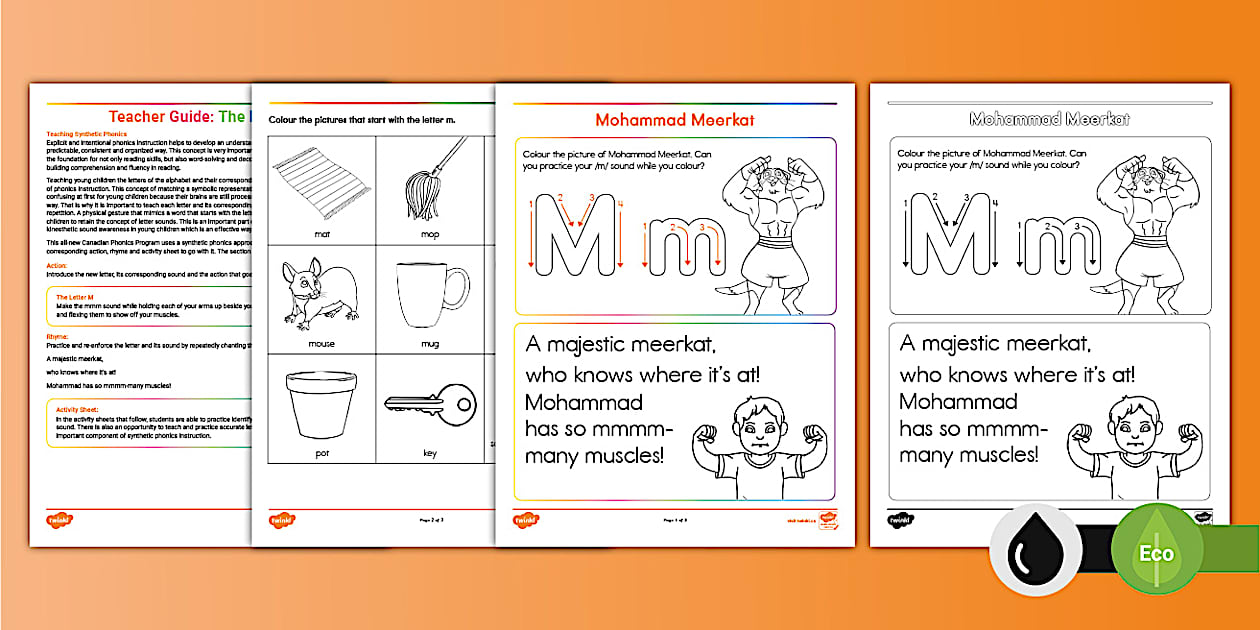 Canada Phonics the letter M worksheet