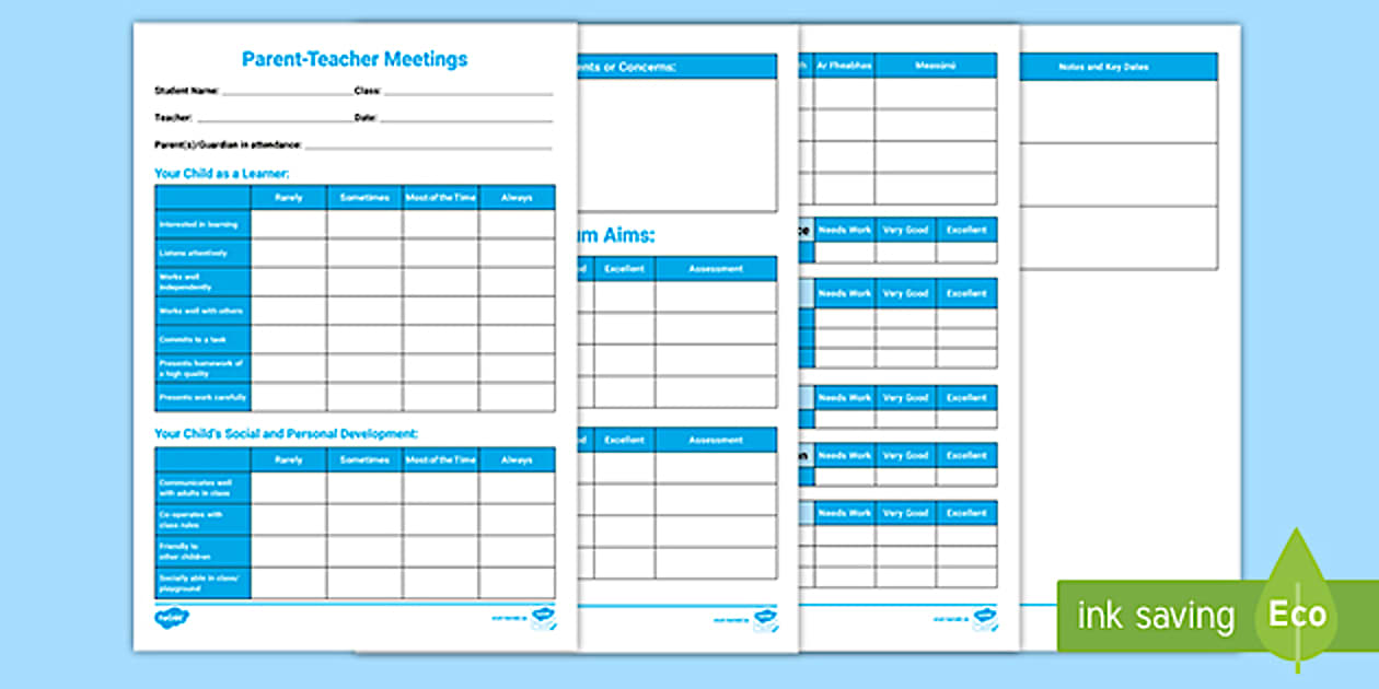 1st and 2nd Class Parent Teacher Meeting Planning Template