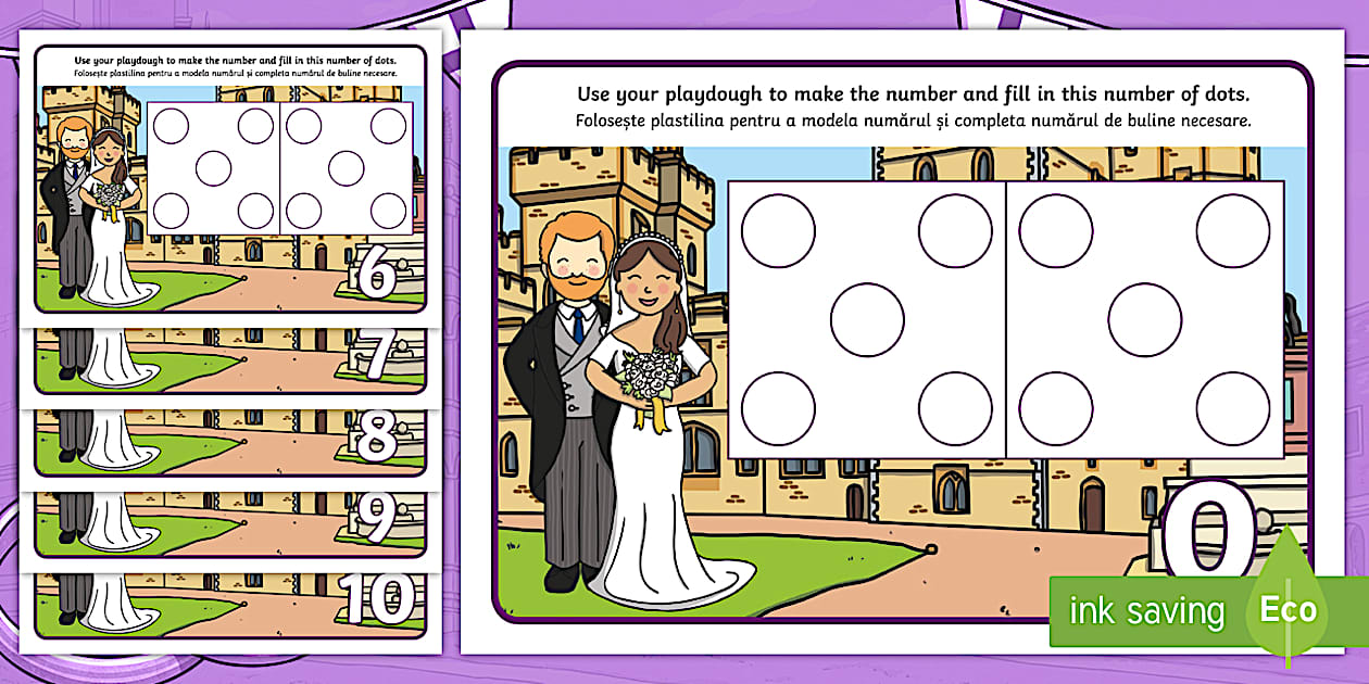 Wedding Hungarian Number Picture Modelling Dough Mats - English/Romanian