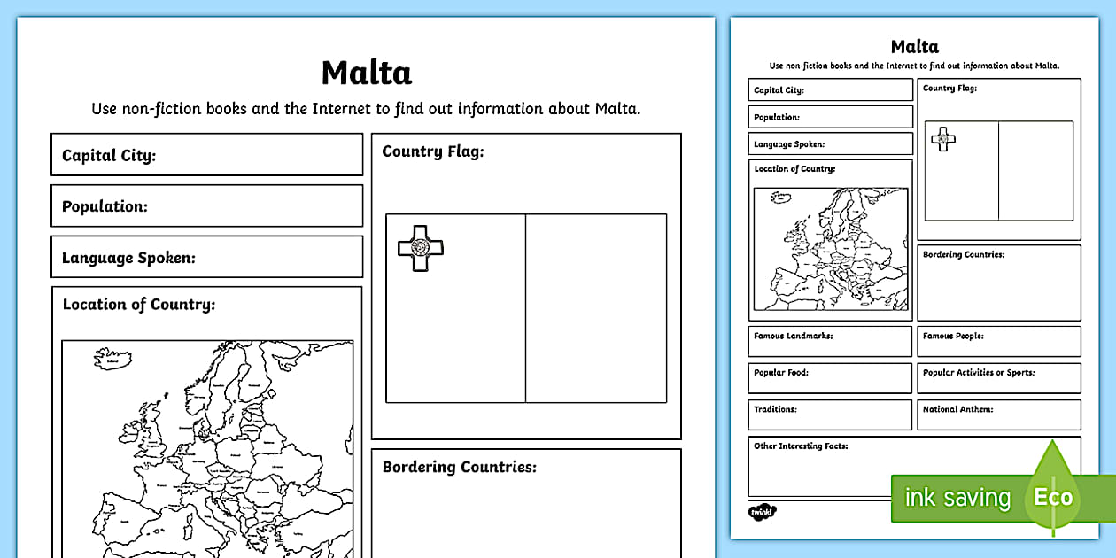 Malta Fact File | Writing Template - Primary Resources