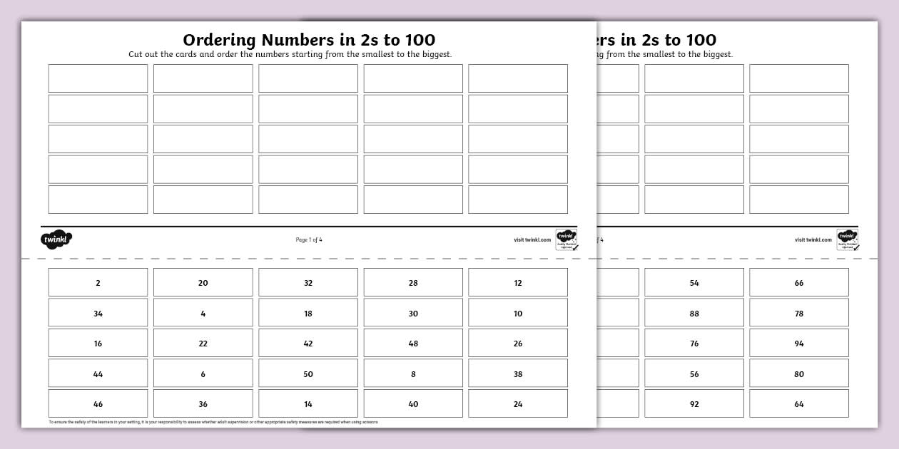 👉 Ordering Numbers in 2s to 100 Activity (teacher made)