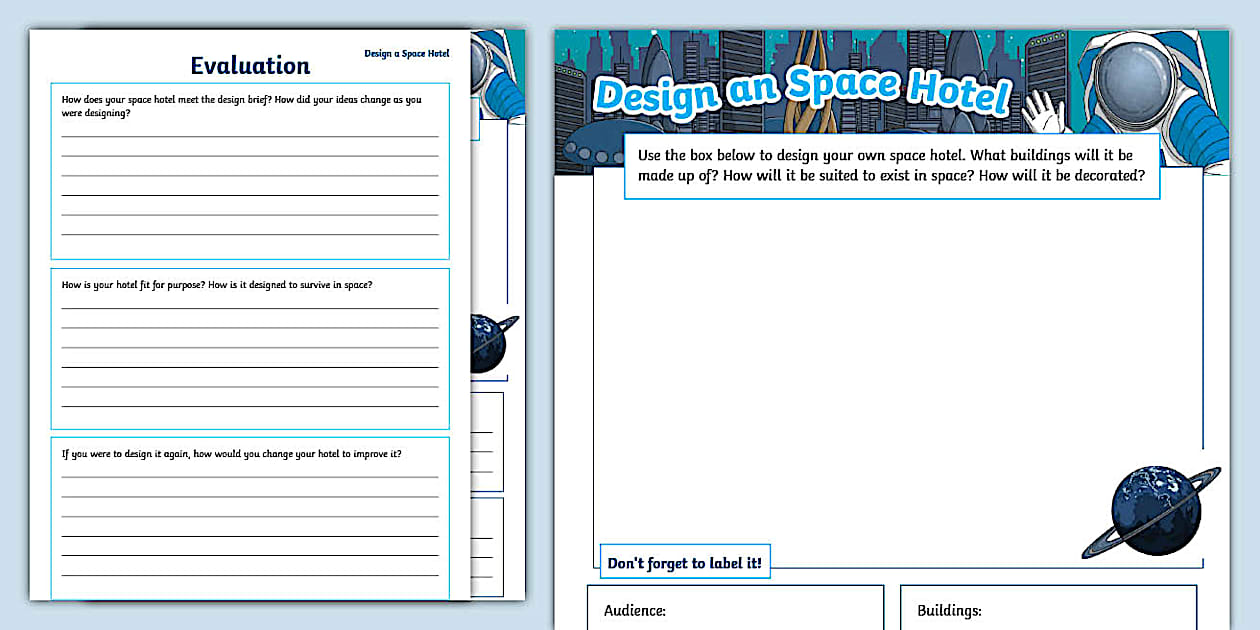 Design a Space Hotel Worksheet (teacher made) - Twinkl