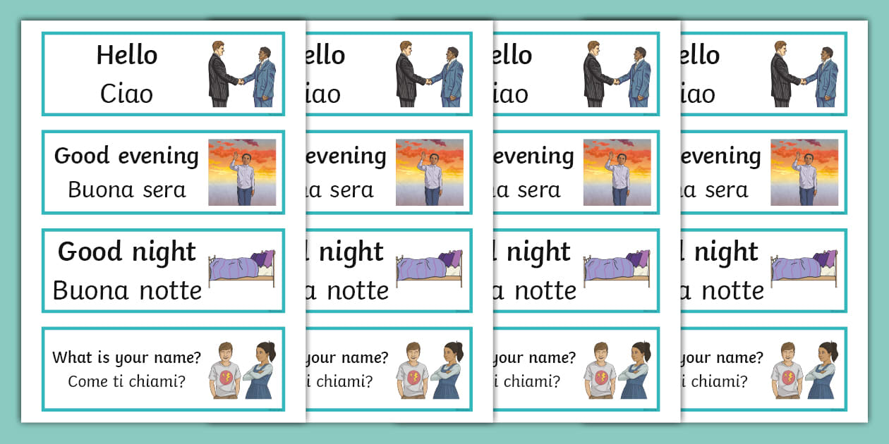 Greetings Flashcards English/Italian | Primary Resources