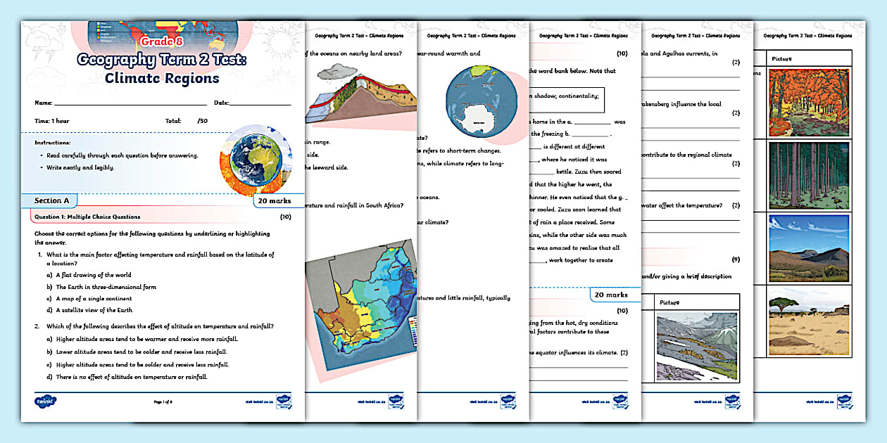 Grade 8 Geography Test Term 2: Climate Regions