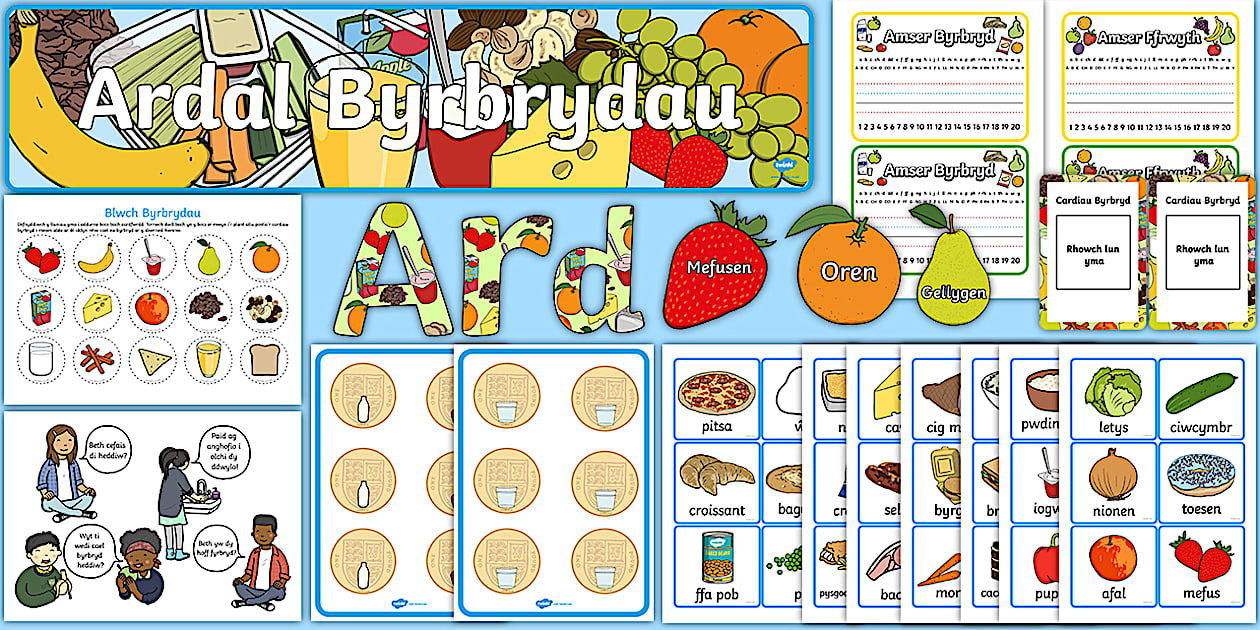 Snack Time Display Pack Welsh (Teacher-Made) - Twinkl