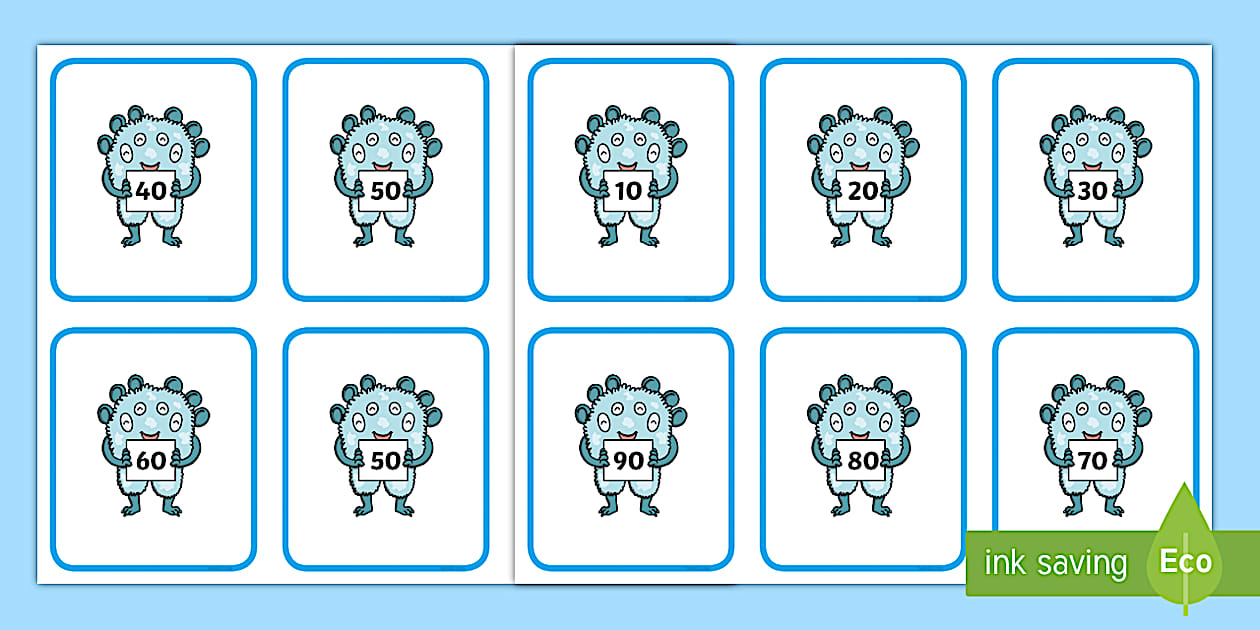 Black and White Alien Themed Number Bonds of 100 Matching Cards