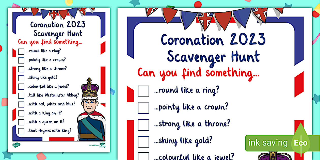 Coronation-Themed Scavenger Hunt - KS1 - EYFS - Twinkl