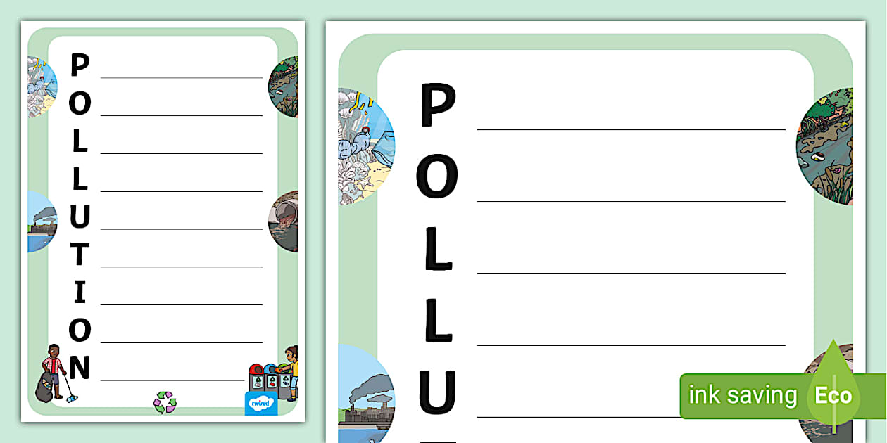 Pollution Acrostic Poem Template (teacher made) - Twinkl