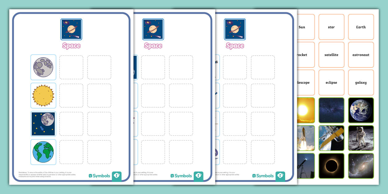Twinkl Symbols: Space Cut and Stick Symbol Matching Activity