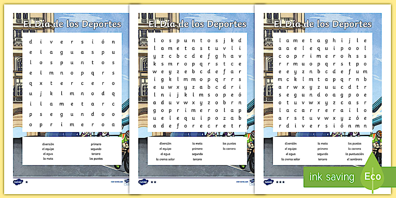Sports Day Differentiated Word Search Spanish (Teacher-Made)
