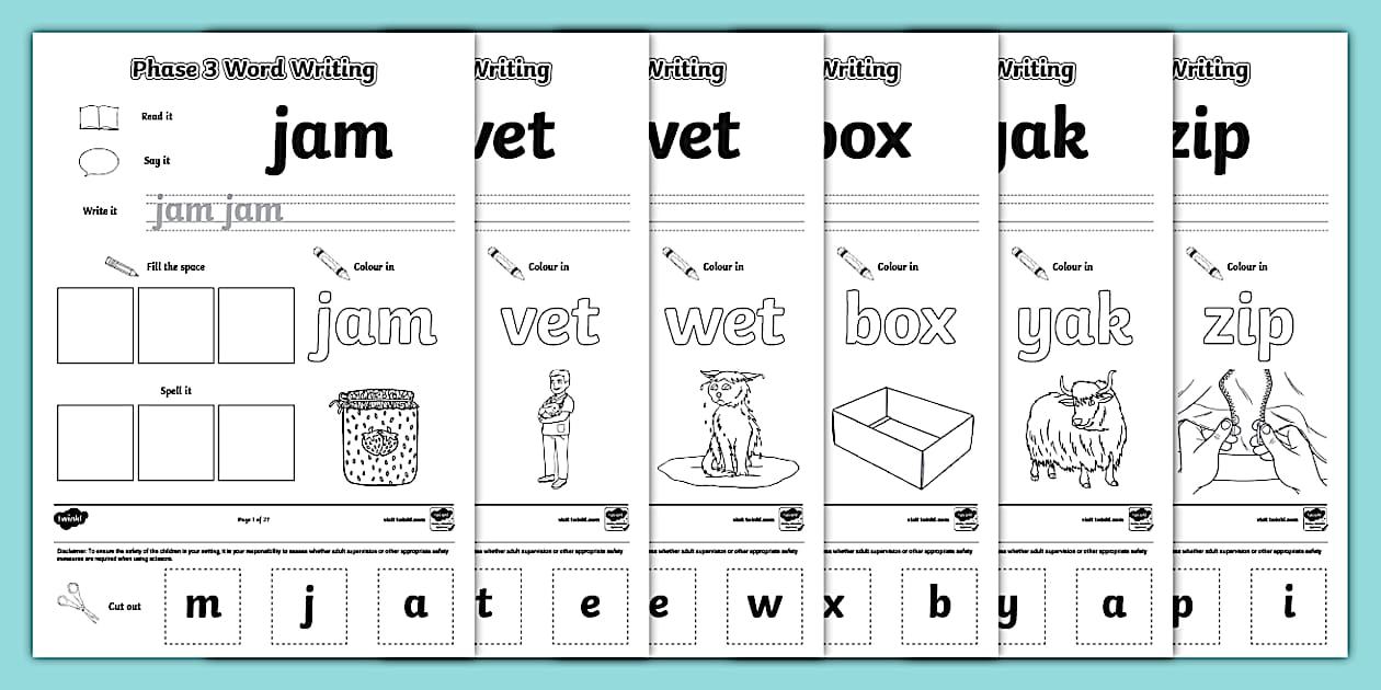 Phase 3 Word Writing Worksheet Pack (teacher made) - Twinkl
