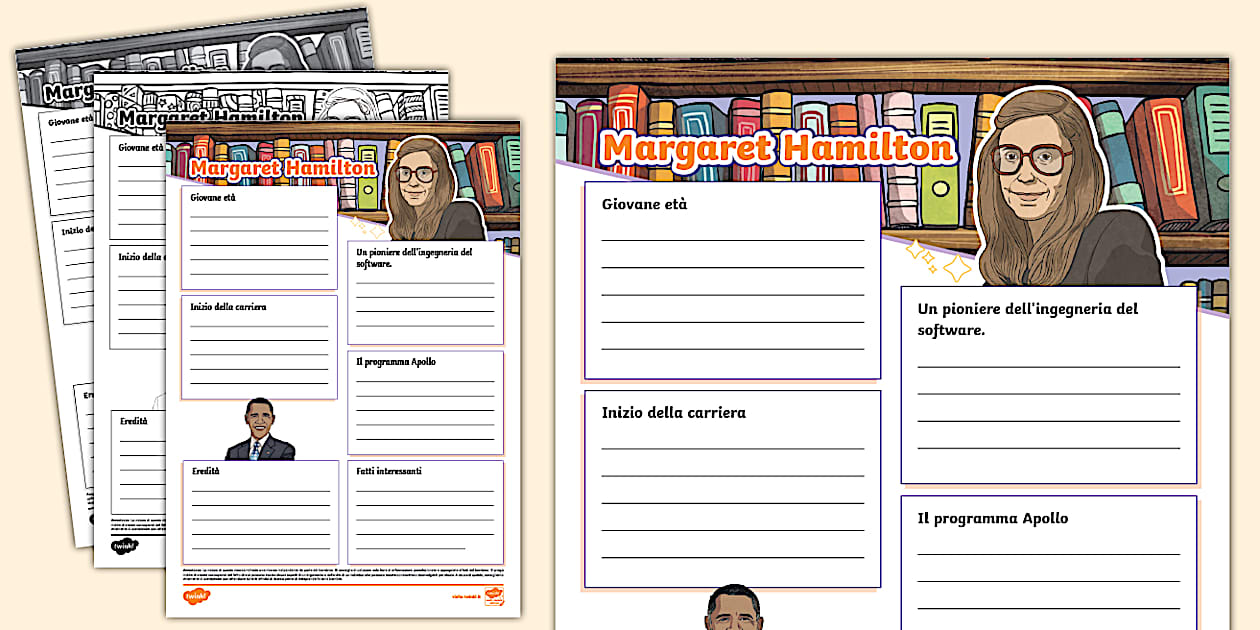 Modello di scheda informativa: Margaret Hamilton - Twinkl
