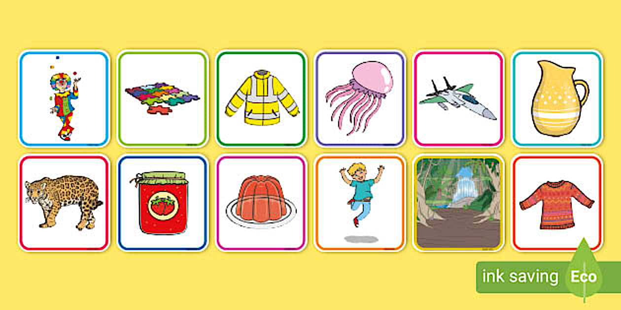 Black and White Initial Sounds Alliteration Picture Cards: Letter j