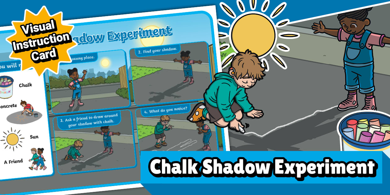 Chalk Shadow Experiment Visual Instruction Card