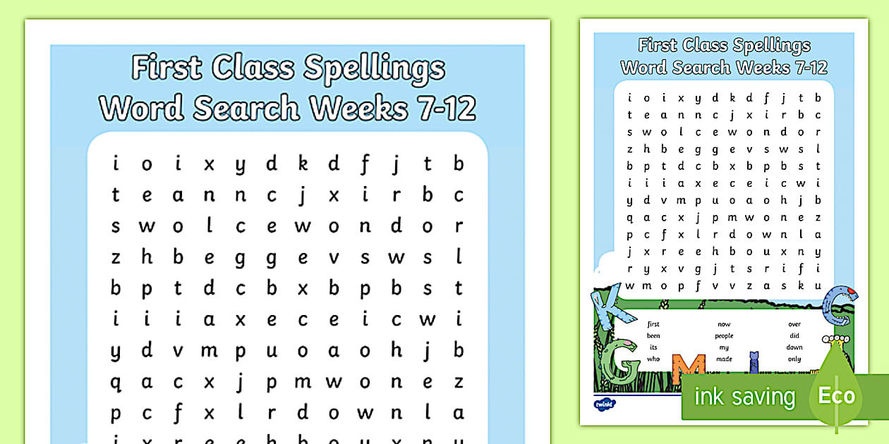 First Class Spellings weeks 7-12 Word Search (teacher made)