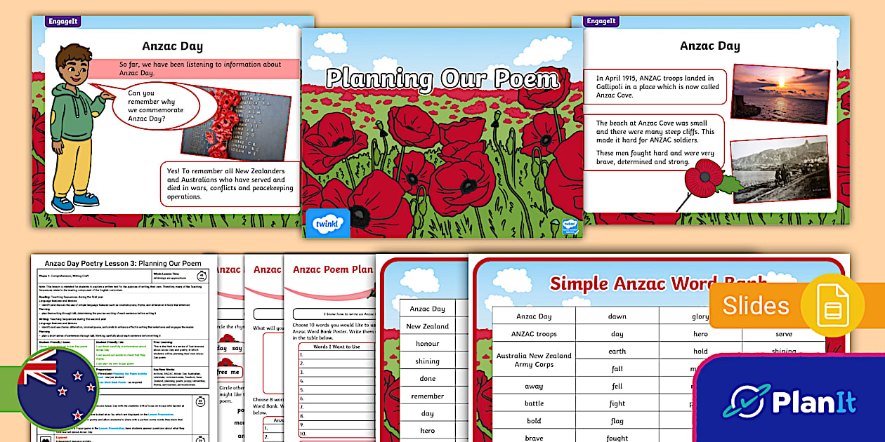 Phase 1 Writing: Anzac Day Poetry Lesson 3: Planning Our Poem