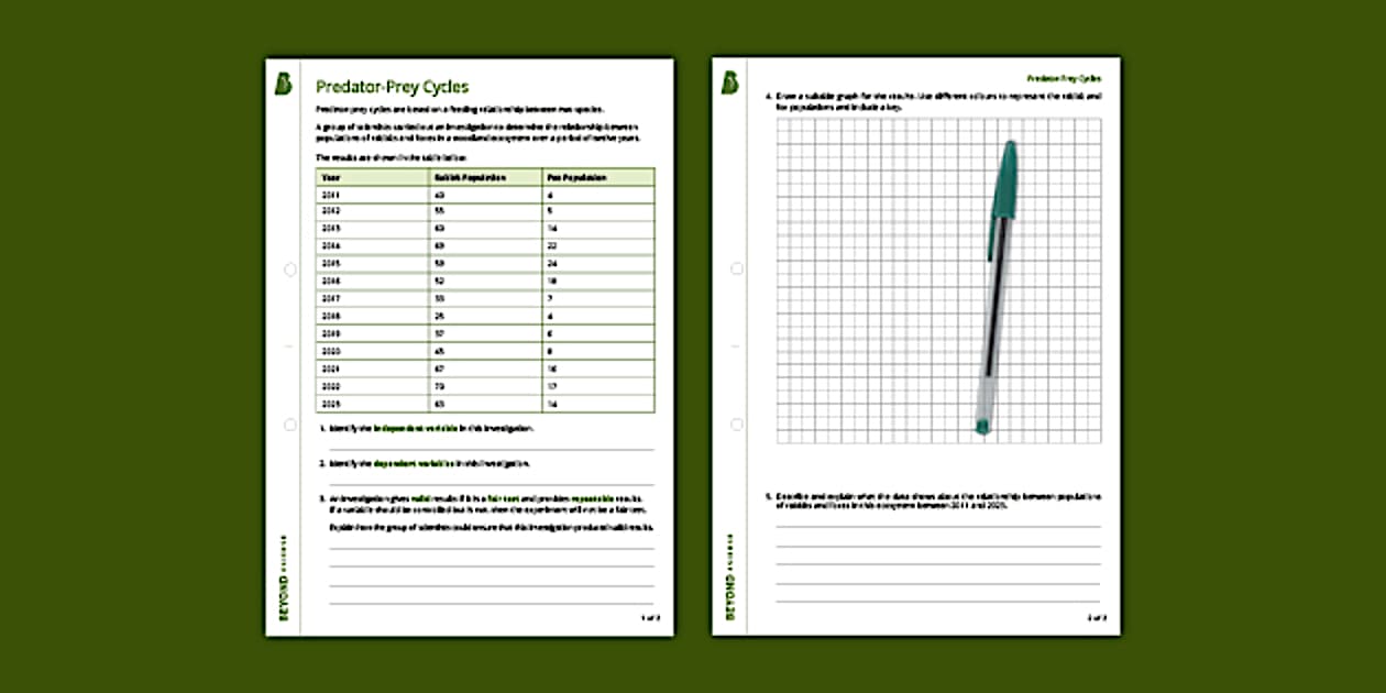 KS3 Predator-Prey Cycles Worksheet | Beyond Science | Twinkl